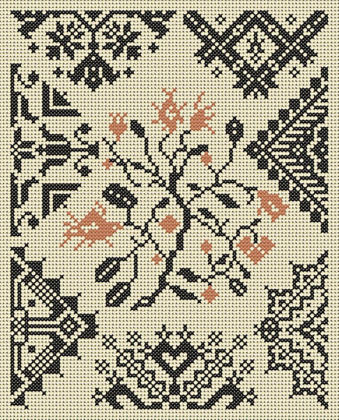 Quaker Cross Stitch Sampler PDF Chart Using Original Quaker Medallions ...