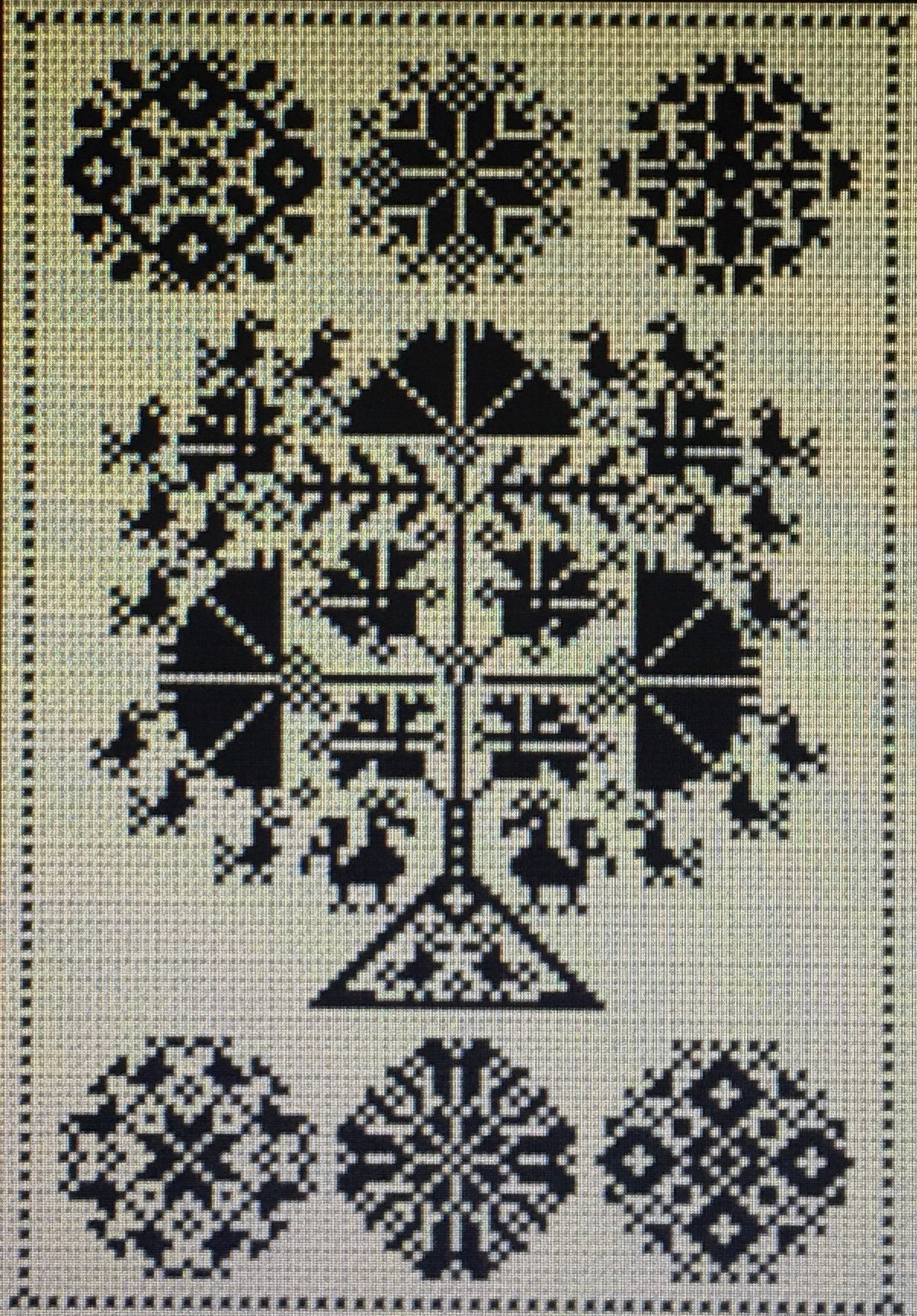 Quaker Cross Stitch Sampler Chart/pattern Using Original Quaker Motifs ...