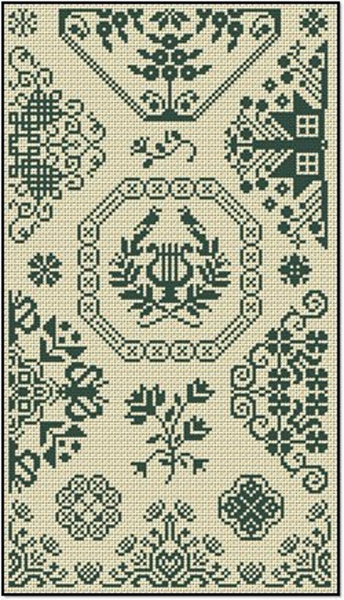 Quaker Cross Stitch Sampler PDF Chart/pattern Using Original Quaker ...