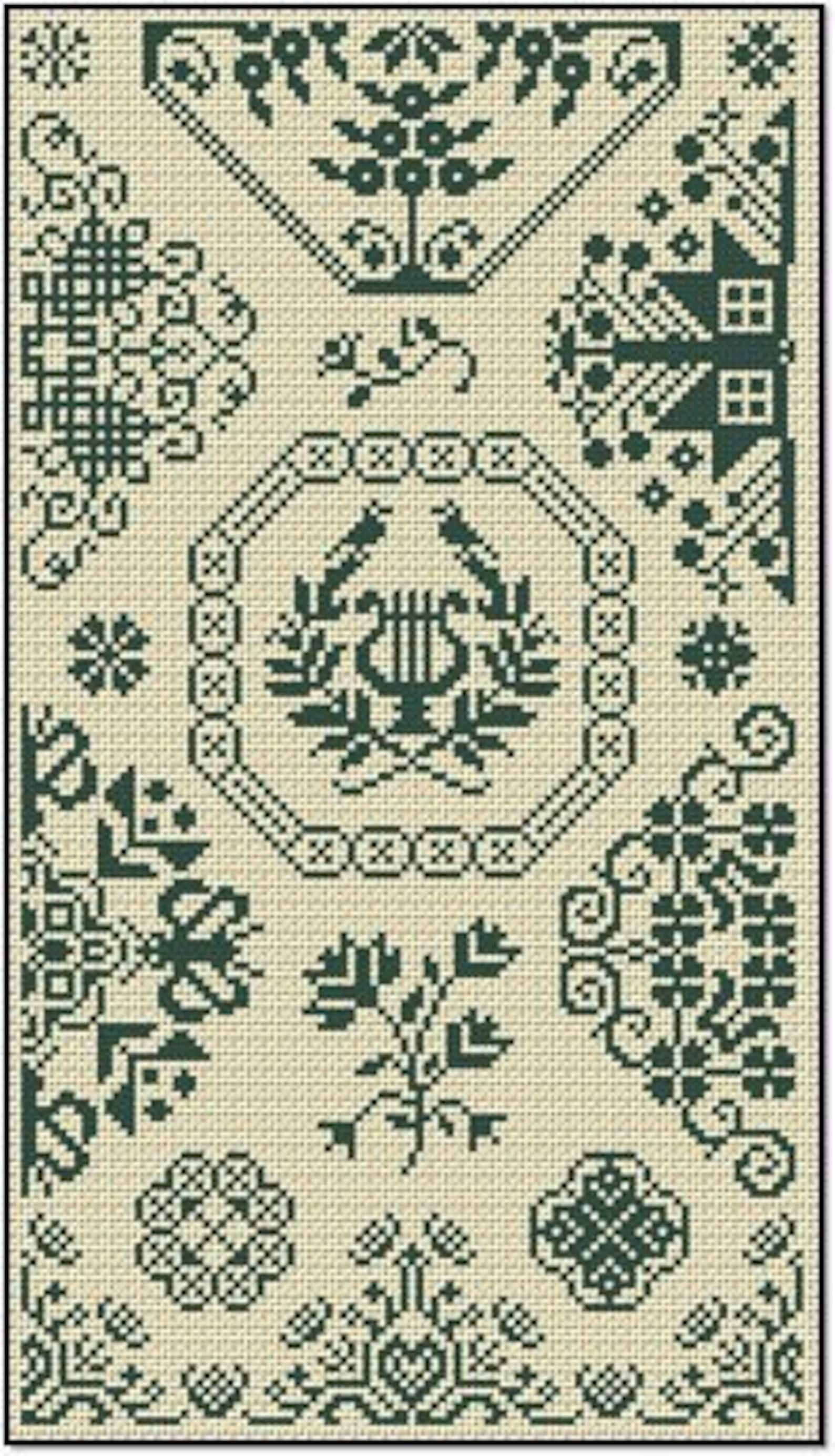 Quaker Cross Stitch Sampler PDF Chart/pattern Using Original Quaker ...