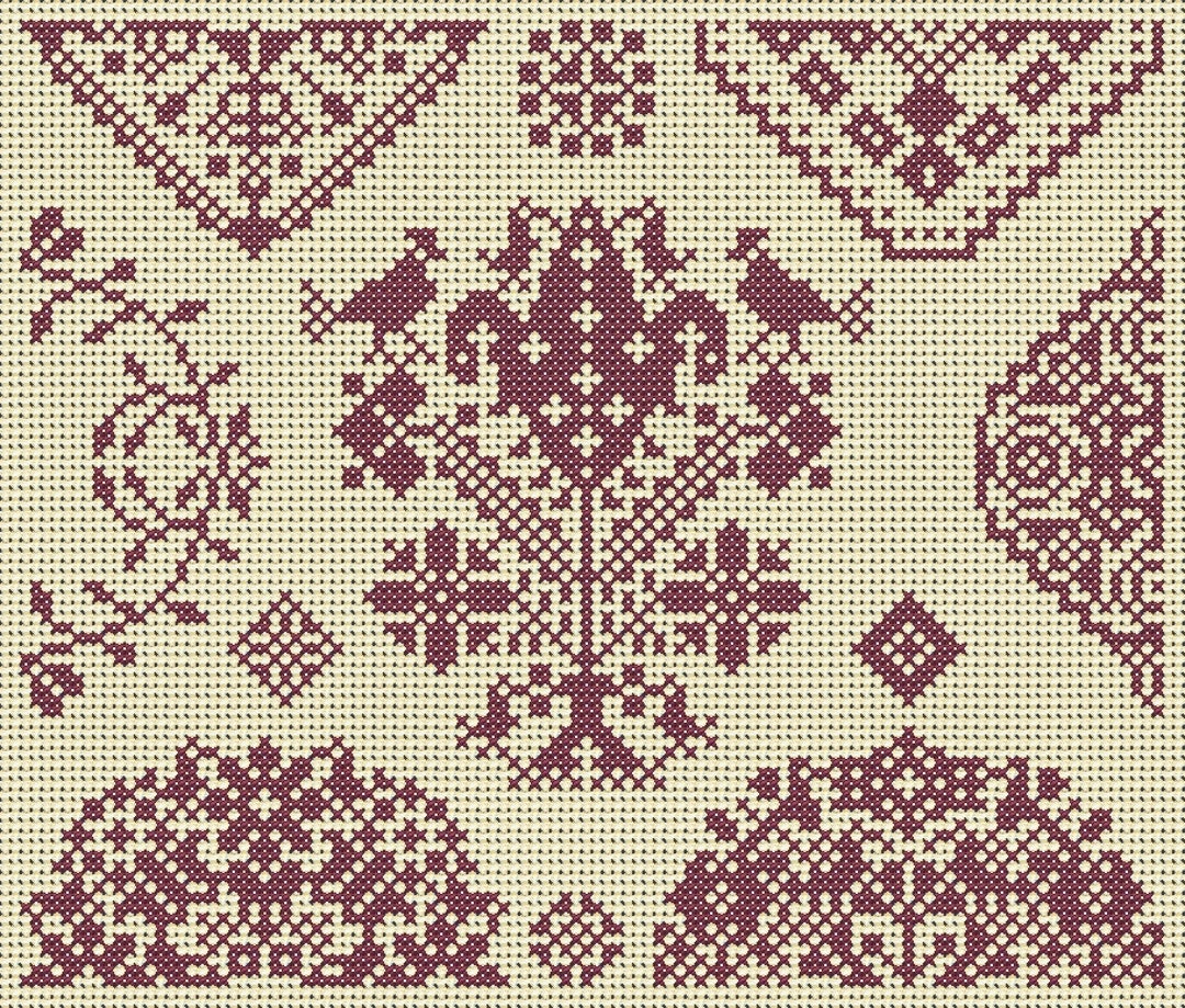 Quaker Cross Stitch Sampler PDF Chart/pattern Using Original Quaker ...