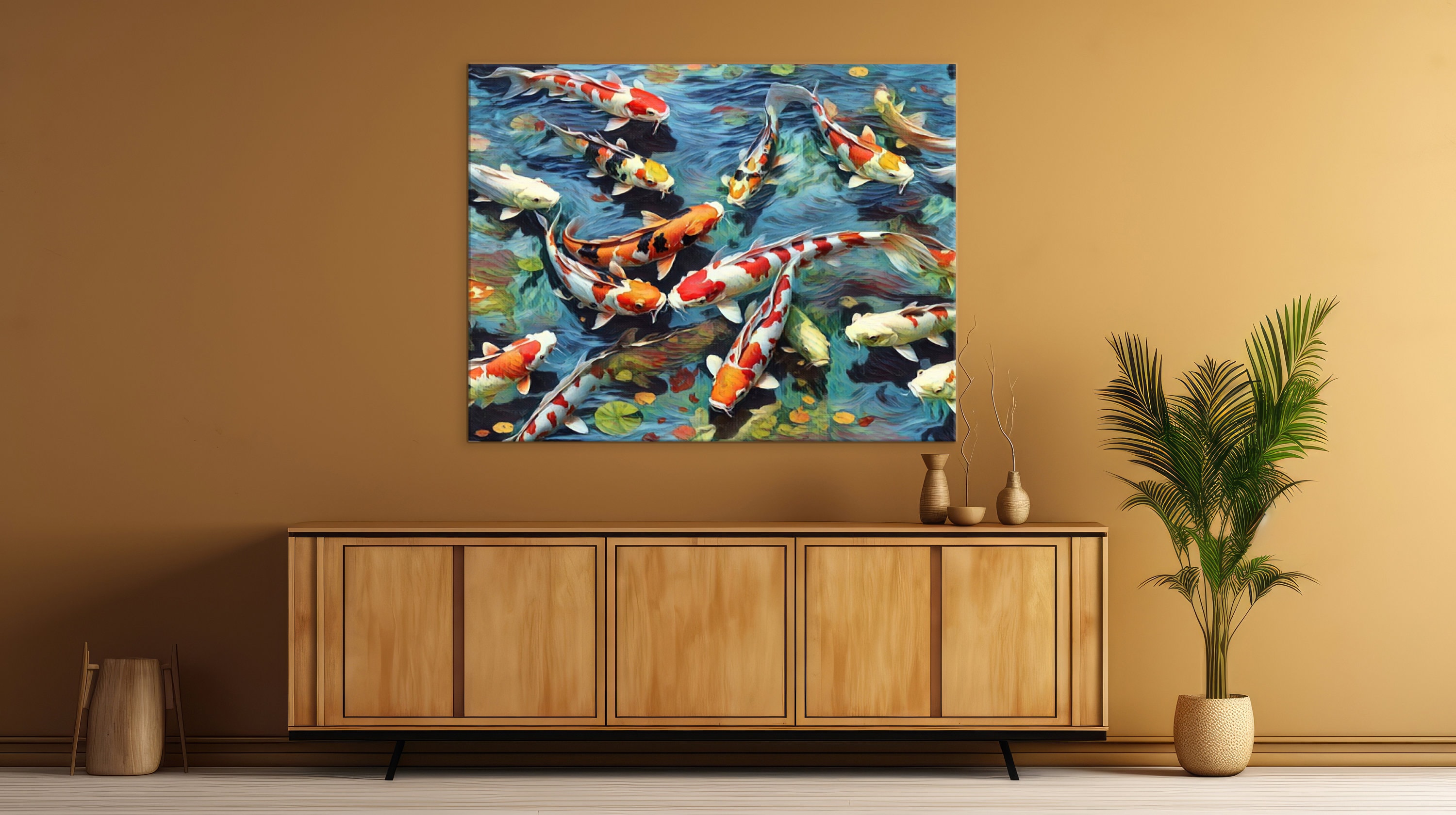 Koi Fish Oil Painting,original Oil Painting on Canvas,koi Fish Wall ...