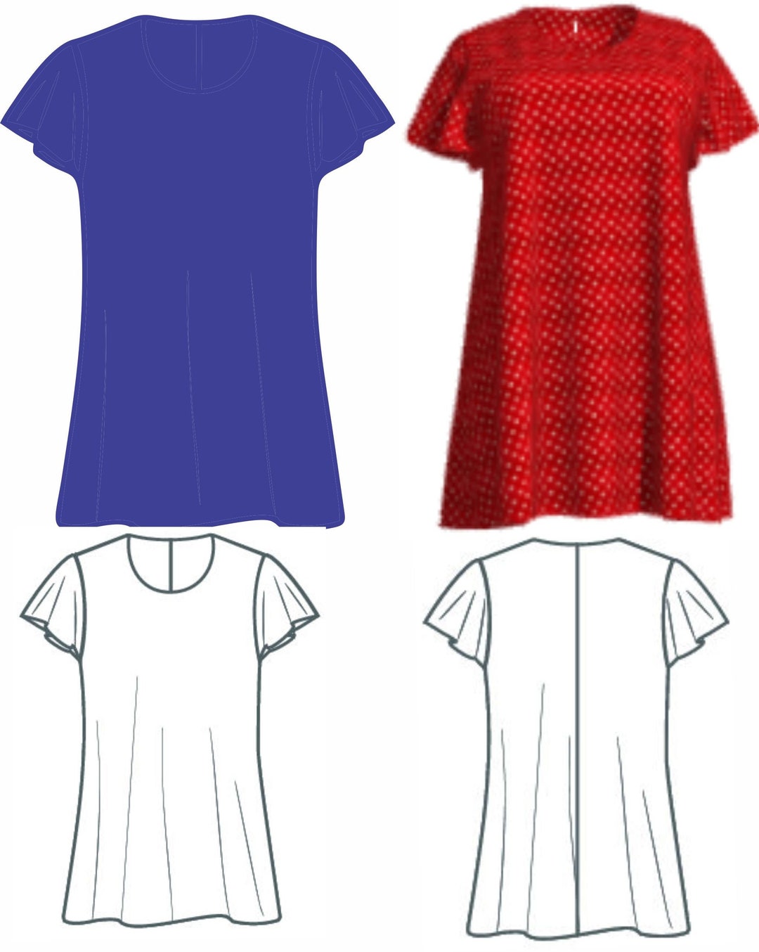 Ladies Flared Top - PDF - Digital Pattern - Sizes Are in US 2 - US 30 ...