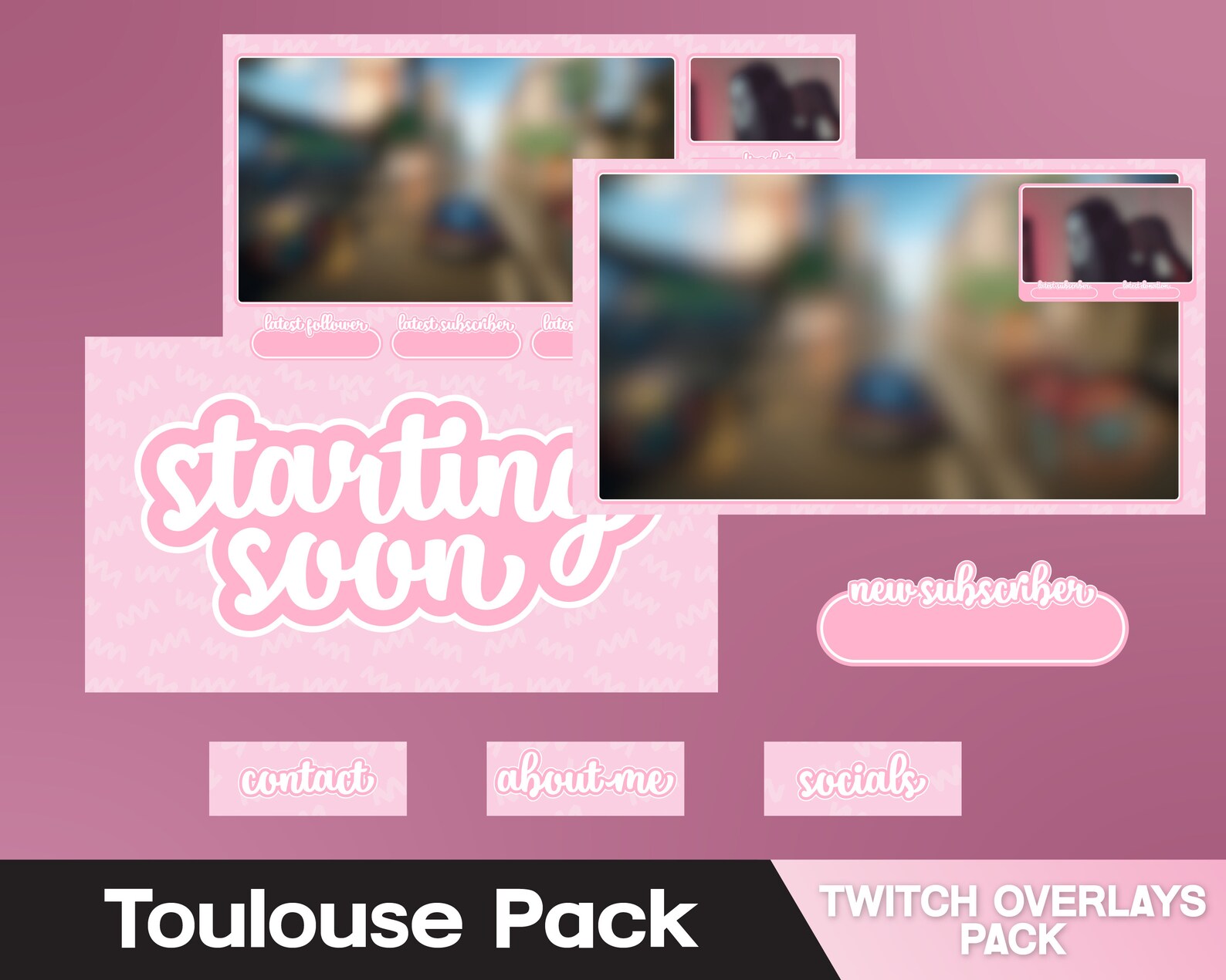 Twitch Overlay Oslo Overlays Packtwitch Stream Pink OBS Streamlabs Panels Alerts Overlay Twitch ...