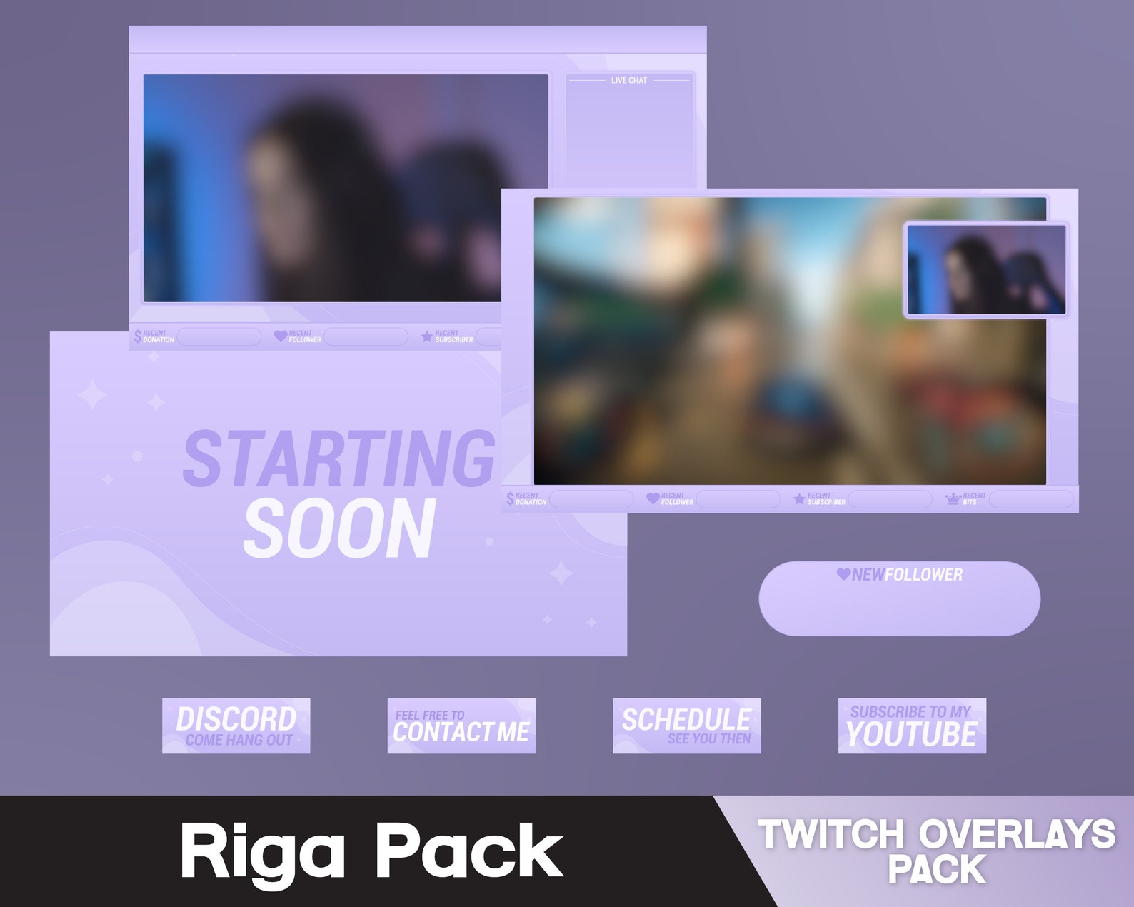 Twitch Overlay Riga Overlays Packtwitch Stream Pink OBS - Etsy