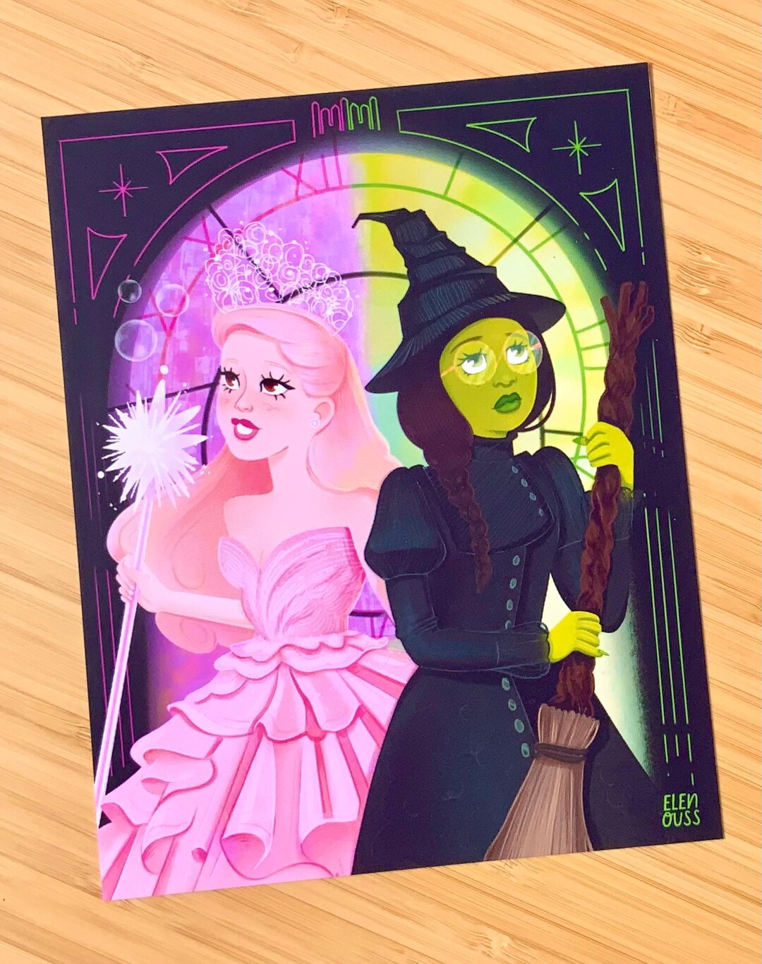 Wicked Art Print: Glinda and Elphaba Illustration - Etsy