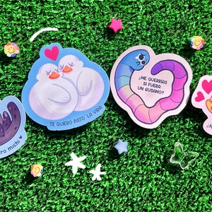 Pegatinas De Animales Del Amor: Gusano, Pato, Abeja Y Gato. - Etsy