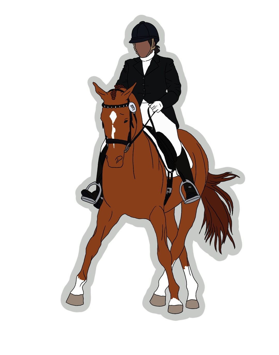Chestnut Dressage Horse Sticker - Etsy