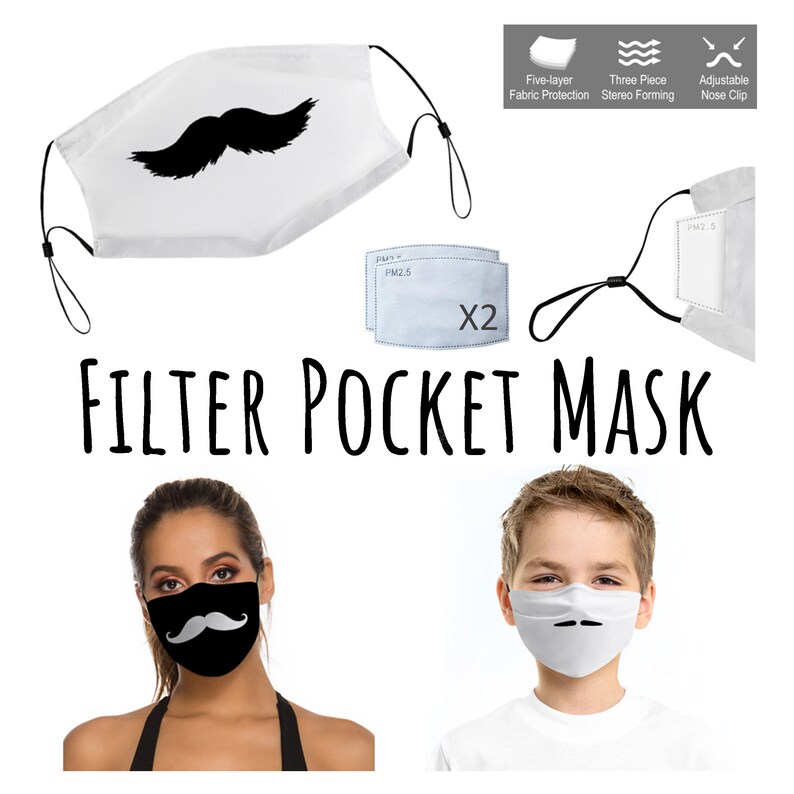 Mustache / Moustache Face Mask Covering Collection | Etsy