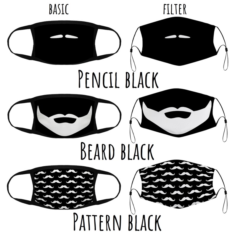 Mustache / Moustache Face Mask Covering Collection | Etsy
