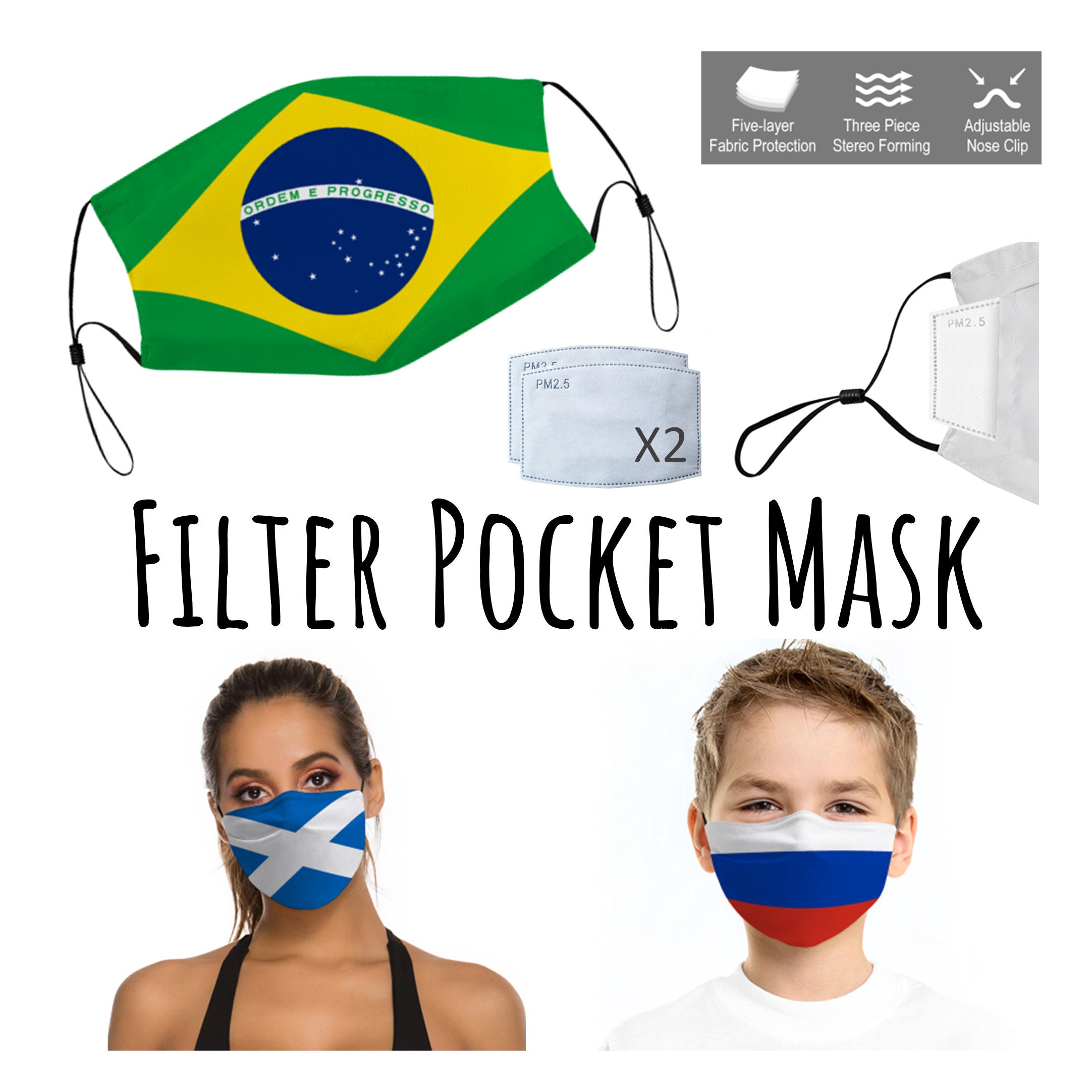 Country Flag Face Mask American Flag Union Jack Canadian - Etsy