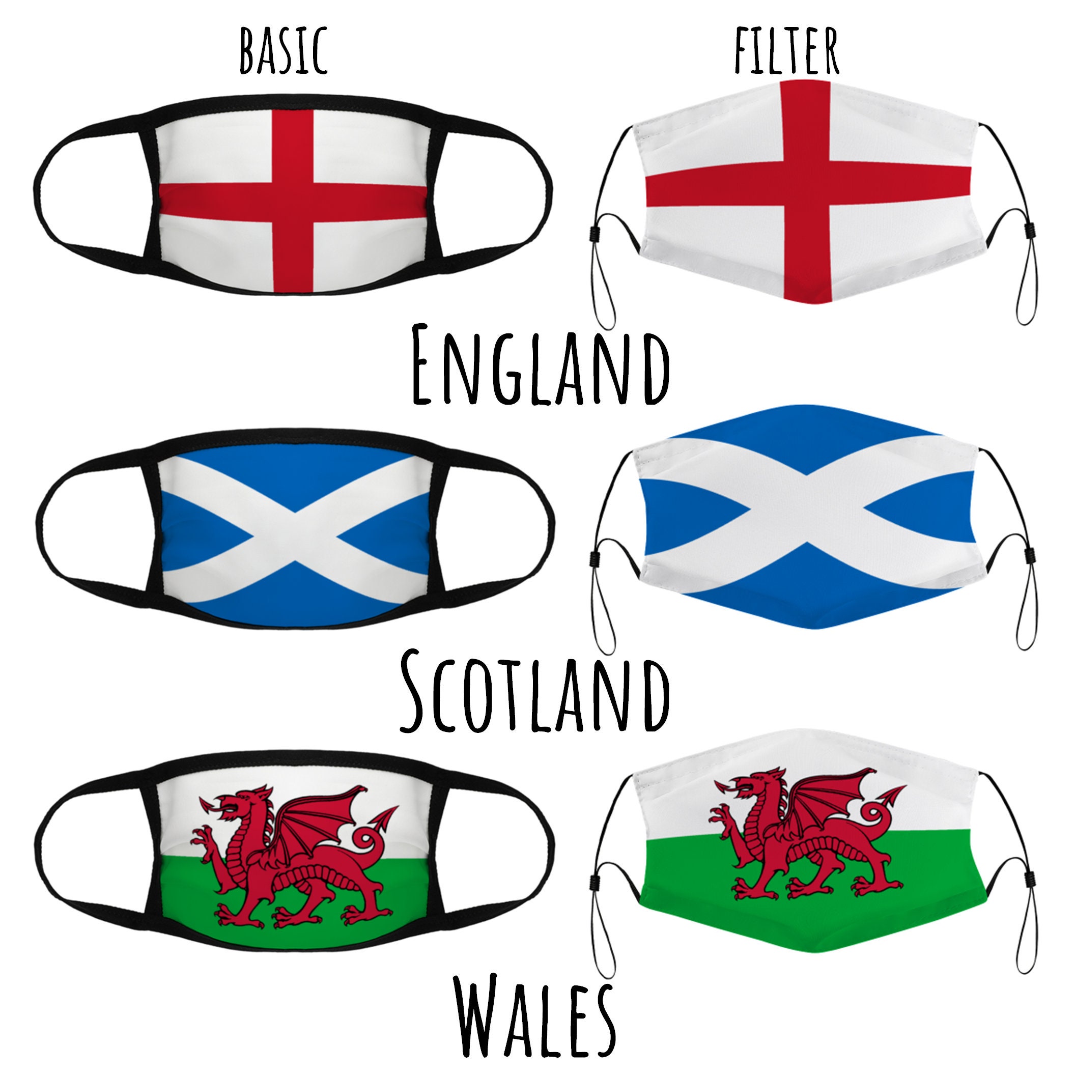 Country Flag Face Mask American Flag Union Jack Canadian - Etsy