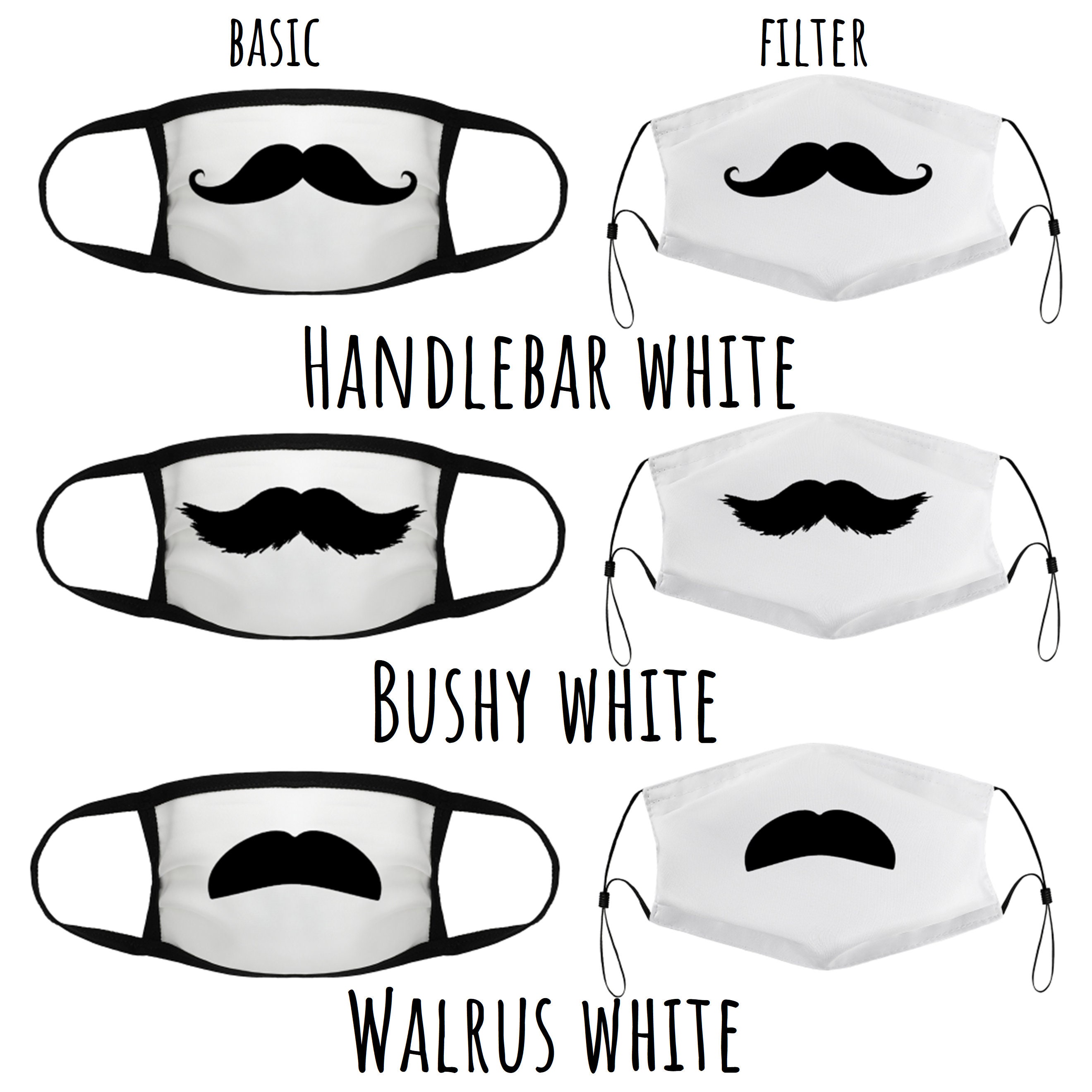 Mustache / Moustache Face Mask Covering Collection - Etsy Canada