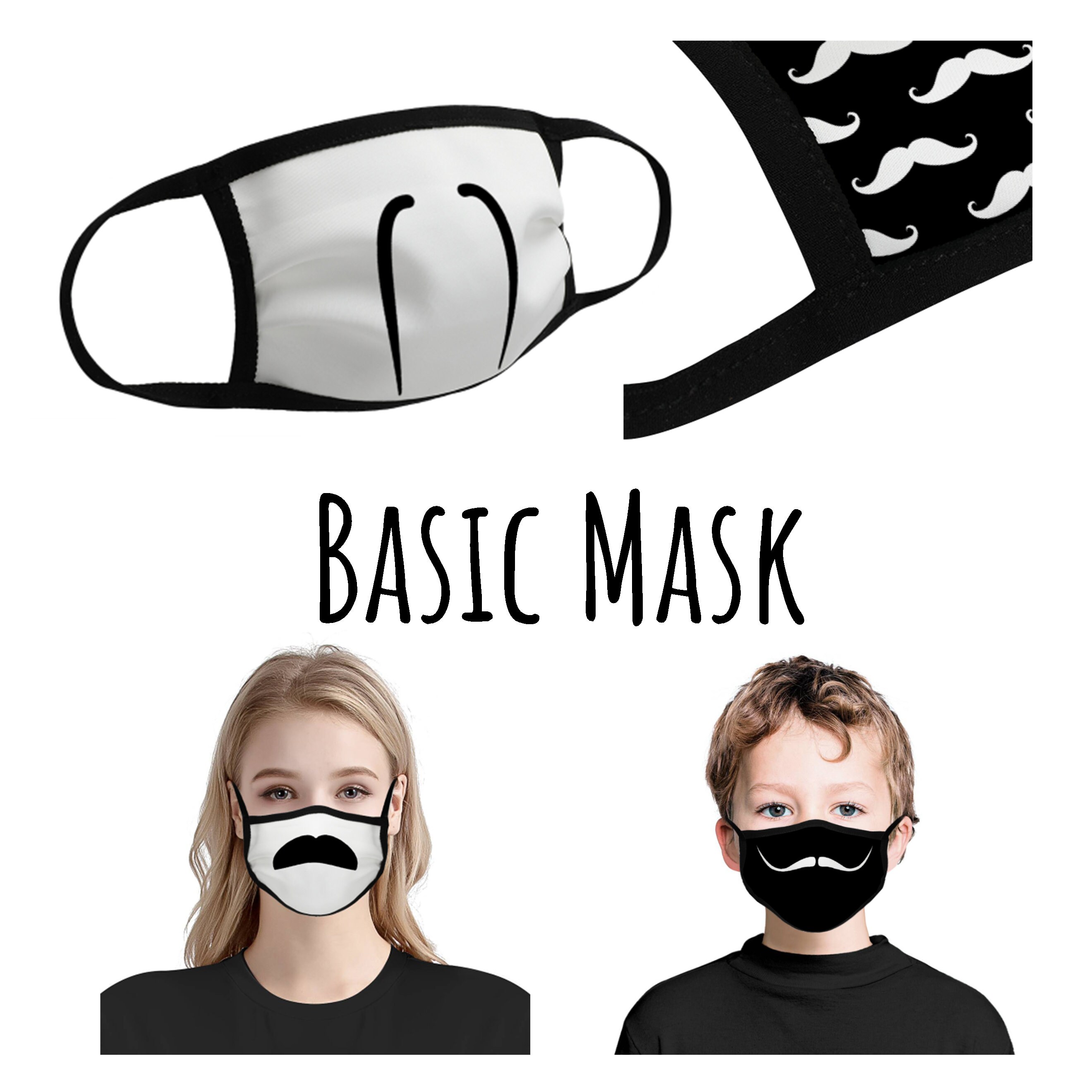 Mustache / Moustache Face Mask Covering Collection - Etsy Sweden