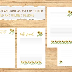 Sunflower Writing Paper Digital Download to Instantly Print - Etsy