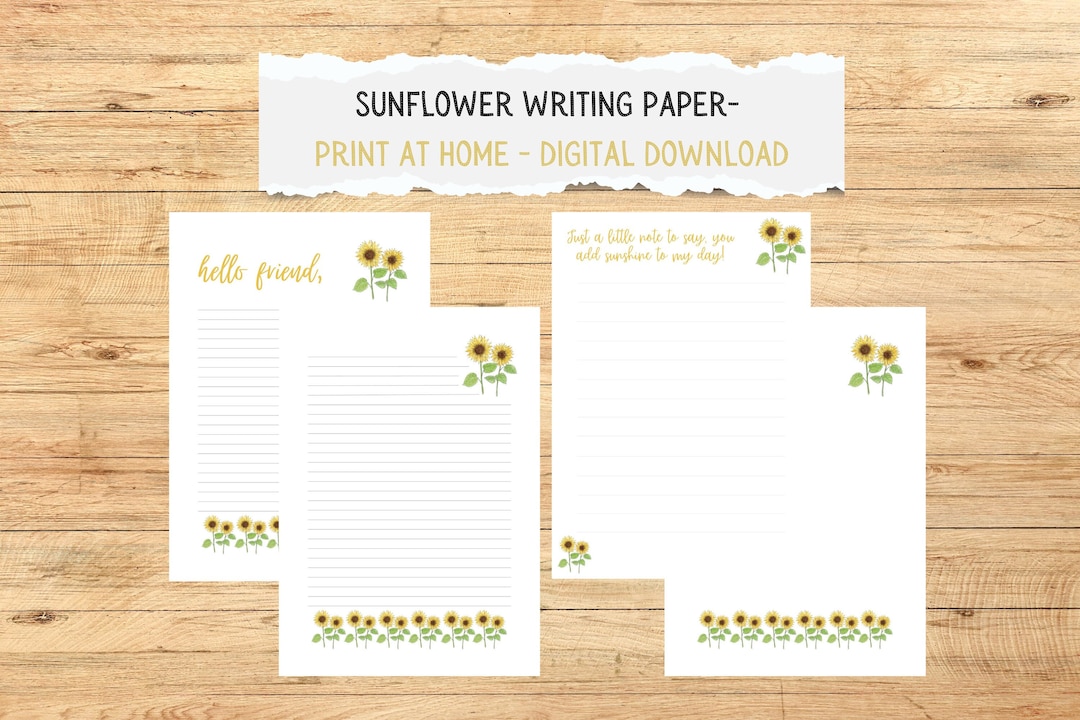 Sunflower Writing Paper Digital Download to Instantly Print - Etsy