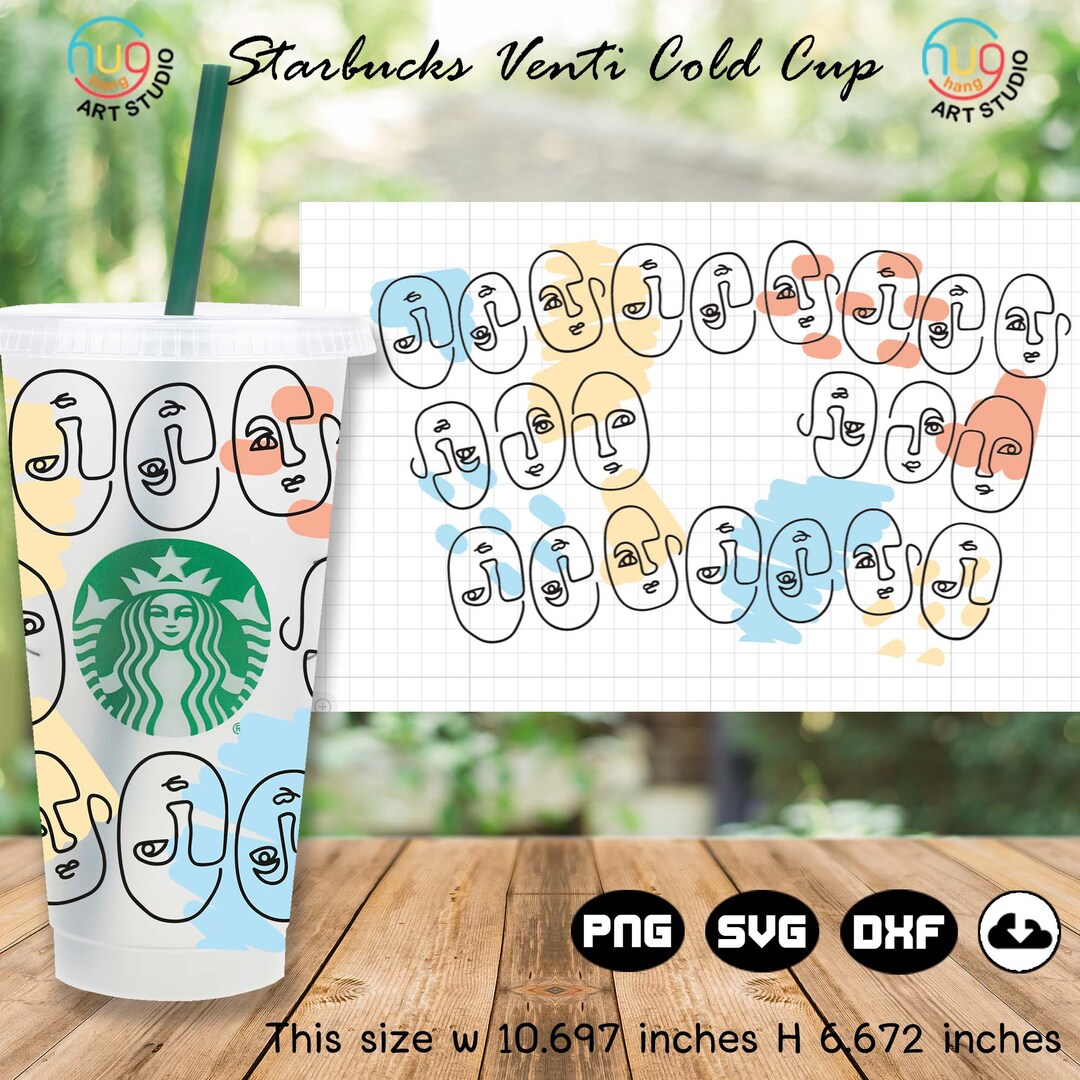 Full Wrap Starbucks Abstract Faces Drawing Cold Cup SVG, Strangers Svg ...