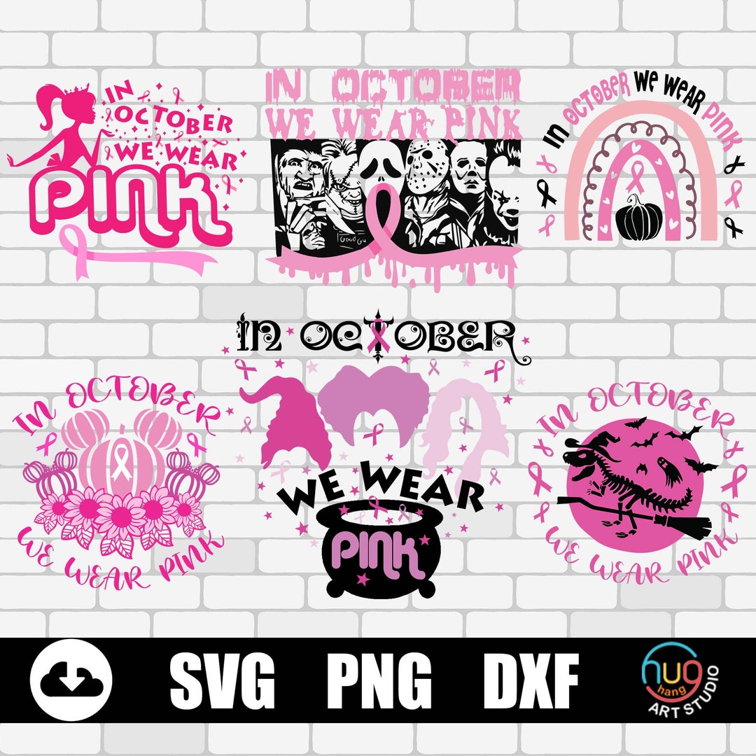 In October We Wear Pink Svg Bundle Pumpkin Breast Cancer Svg - Etsy