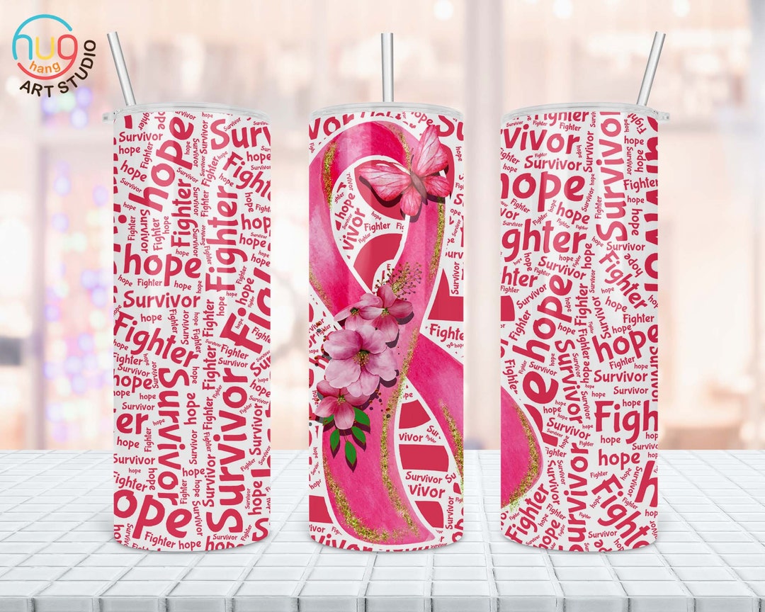 Breast Cancer Awareness Hope Ribbon 20 Oz Skinny Tumbler, Pink Ribbon ...