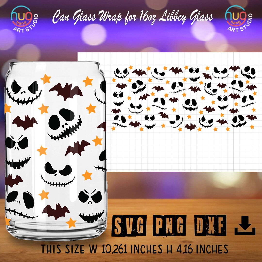 Ghosts Halloween Svg Libbey 16oz Can Shaped Glass Svg File Cup Wrap ...