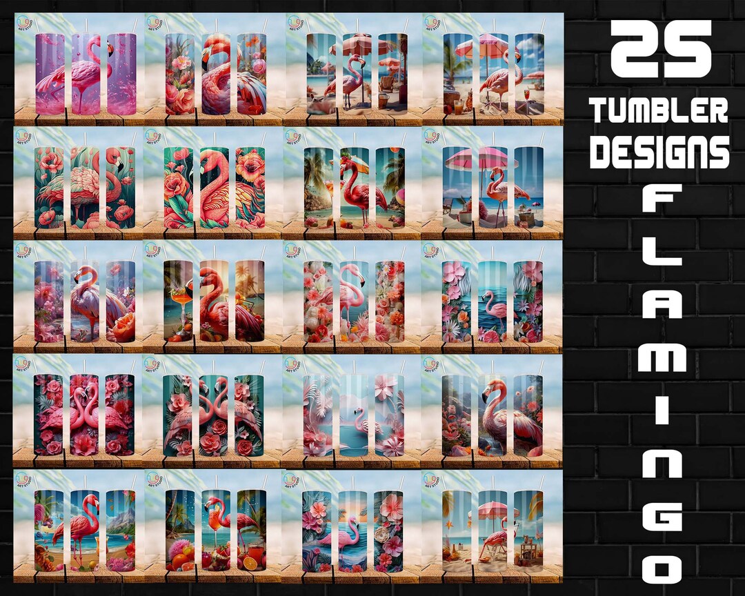 25 FLAMINGO Bundle 20 Oz Skinny Tumbler Sublimation Design, Flamingos ...