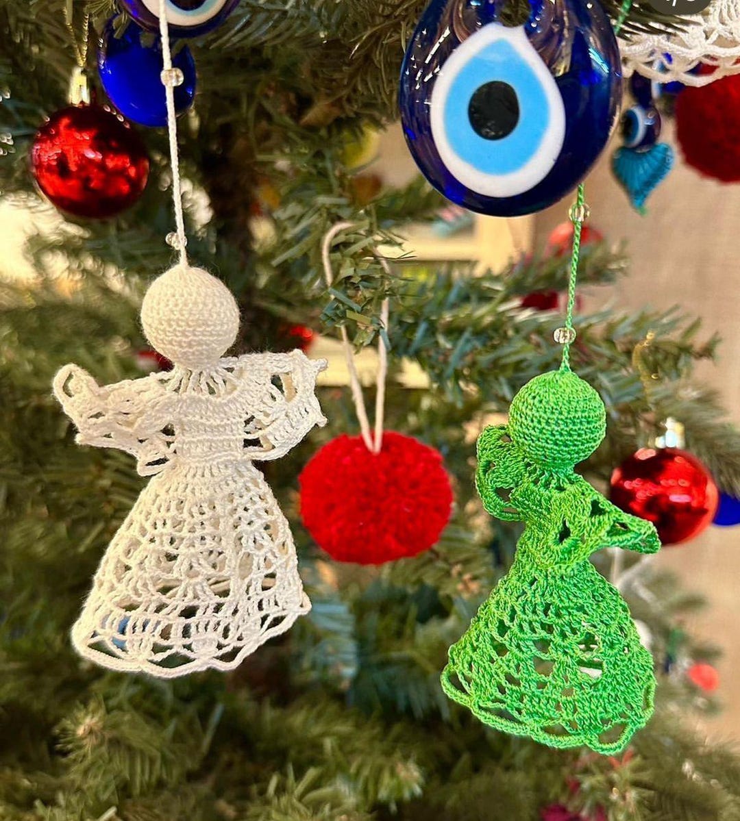 Triple Angel Set Made of Crochet Cotton Lace Yarn - Etsy