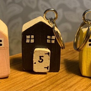 Little Wooden House Key Ring, Key Fob, Handmade Personalised New Home ...