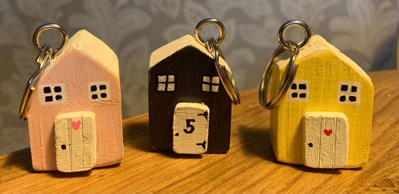 Little Wooden House Key Ring Key Fob Handmade Personalised | Etsy