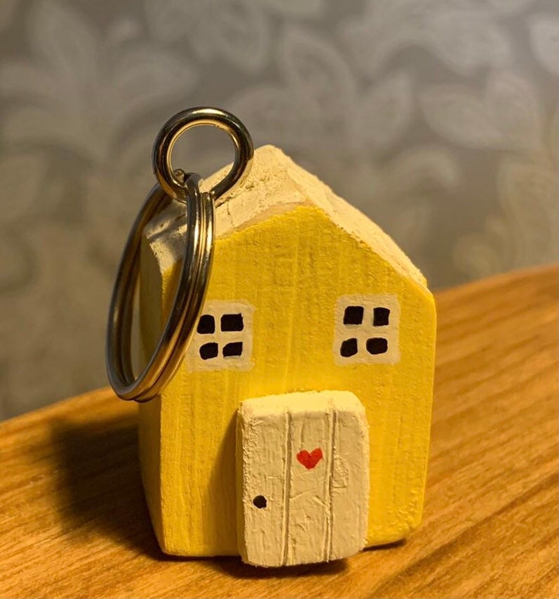 Little Wooden House Key Ring Key Fob Handmade Personalised | Etsy