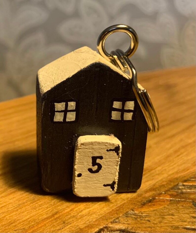 Little Wooden House Key Ring Key Fob Handmade Personalised | Etsy