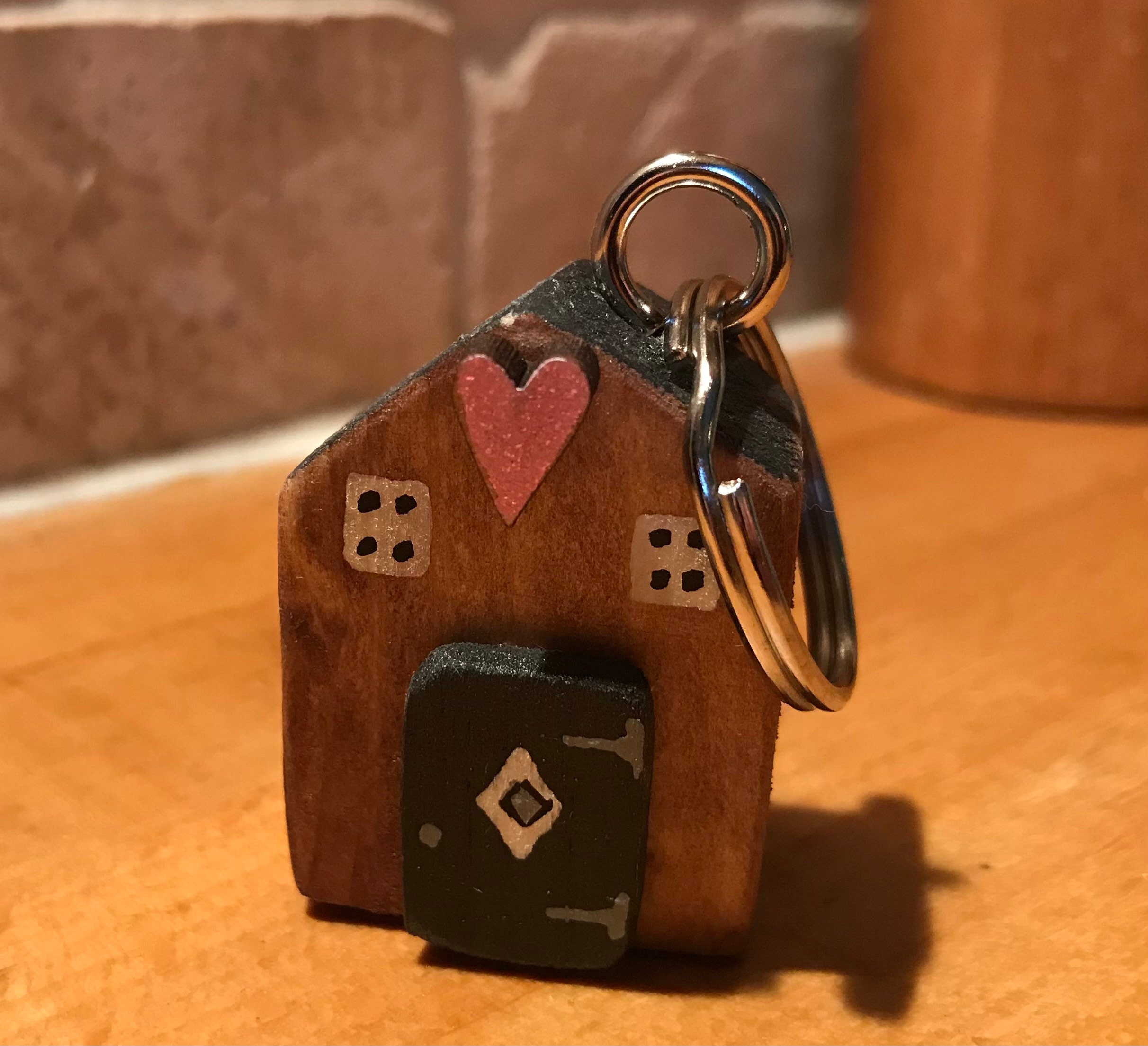 Little Wooden House Key Ring Key Fob Handmade Personalised | Etsy