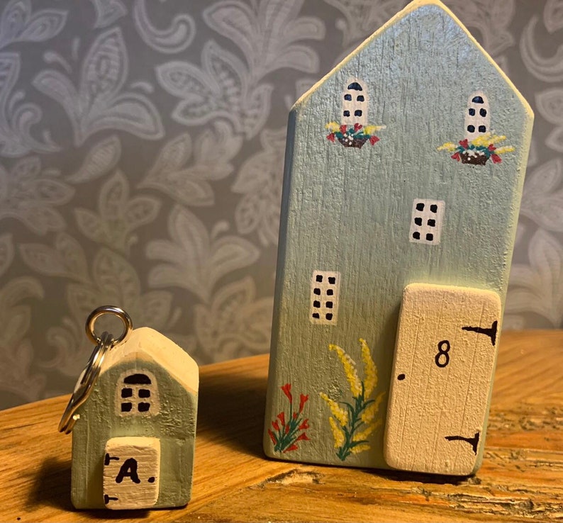 Little Wooden House Key Ring Key Fob Handmade Personalised | Etsy