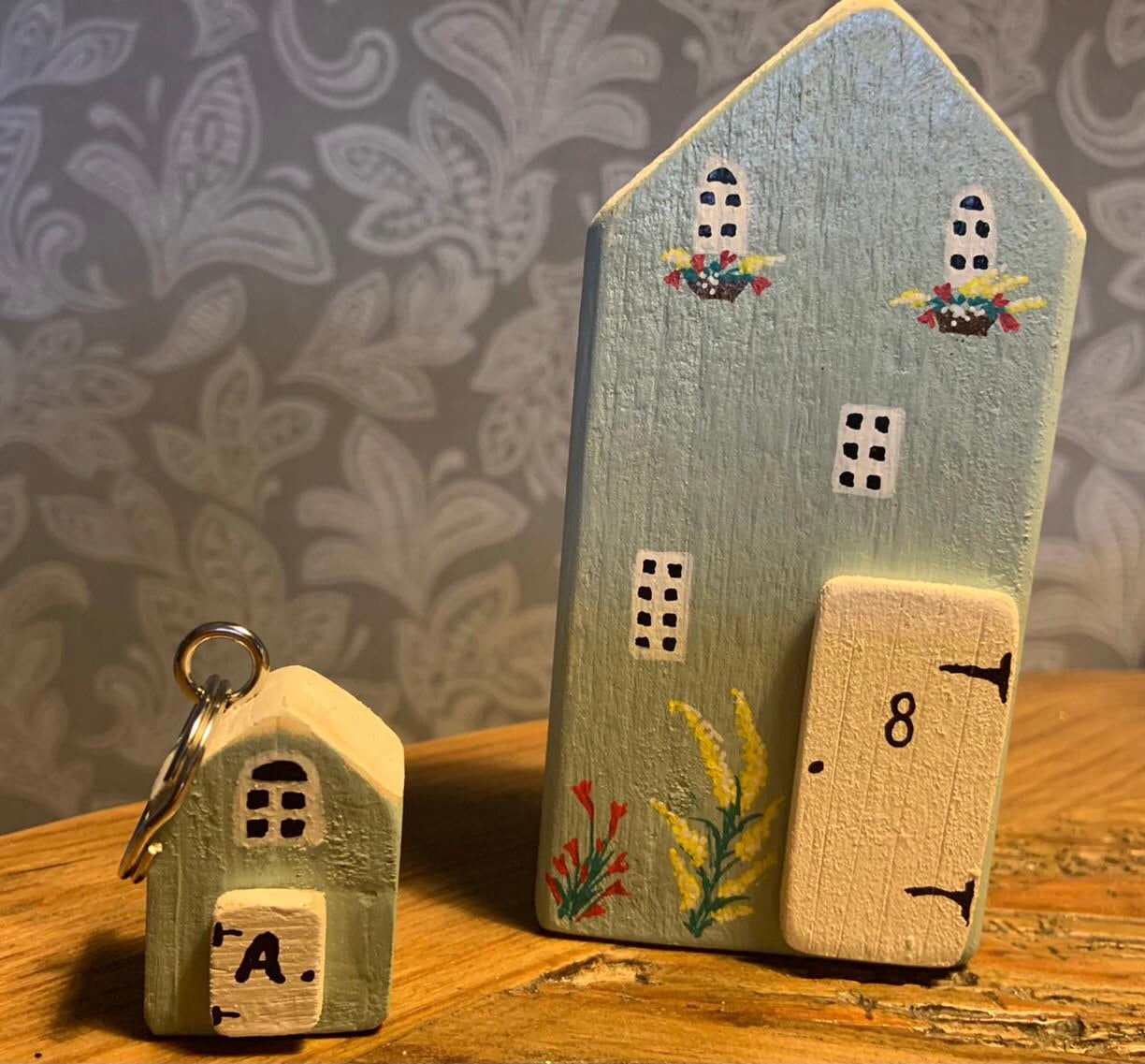 Little Wooden House Key Ring, Key Fob, Handmade Personalised New Home ...