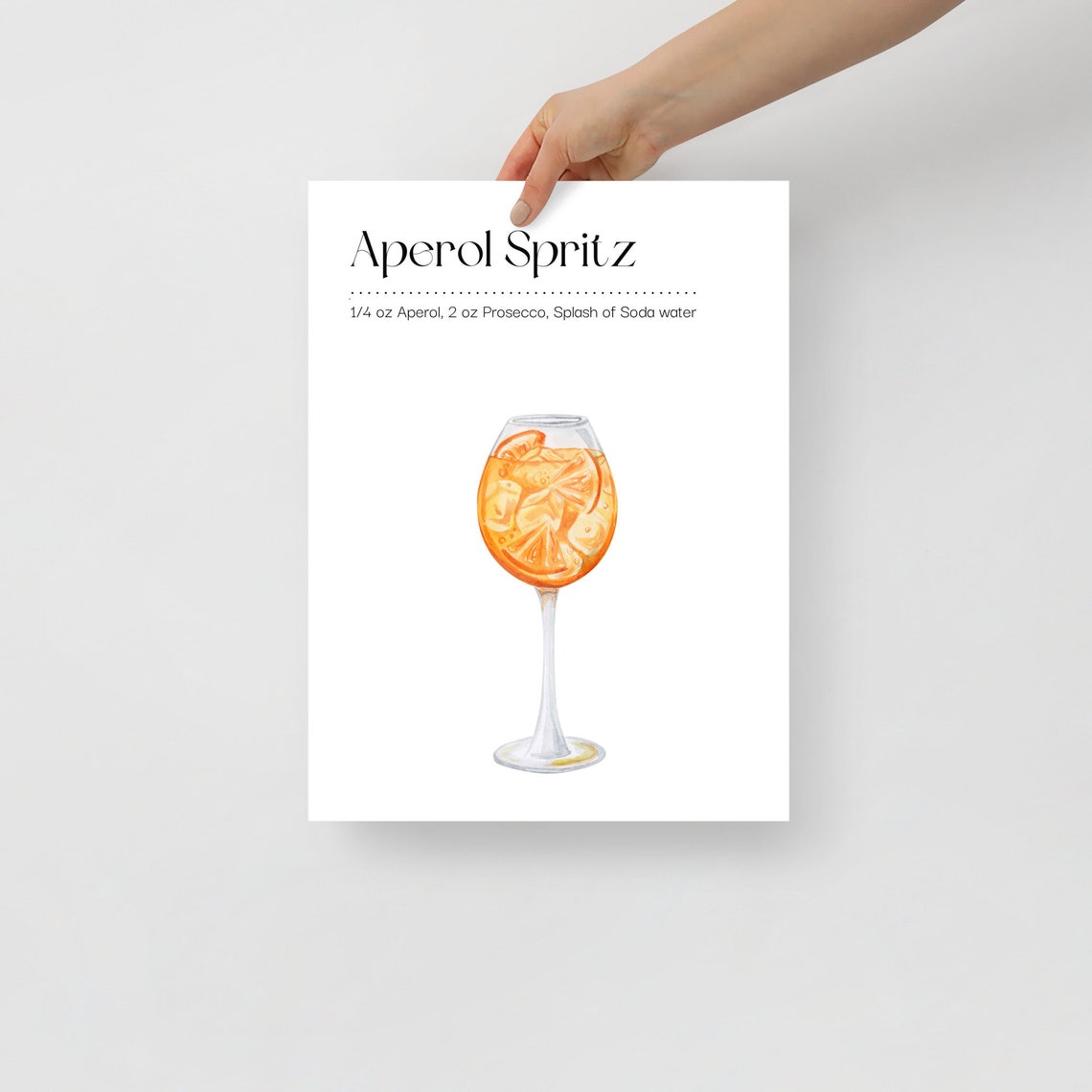 Bar Cart Aperol Spritz Art Print | Cocktail Art Decor Poster Minimalist ...