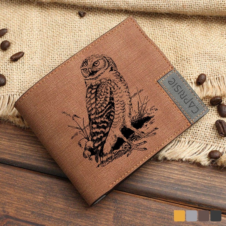 Forest Owl Design Wallet for Men & Women Wild Owl Wallet - Etsy