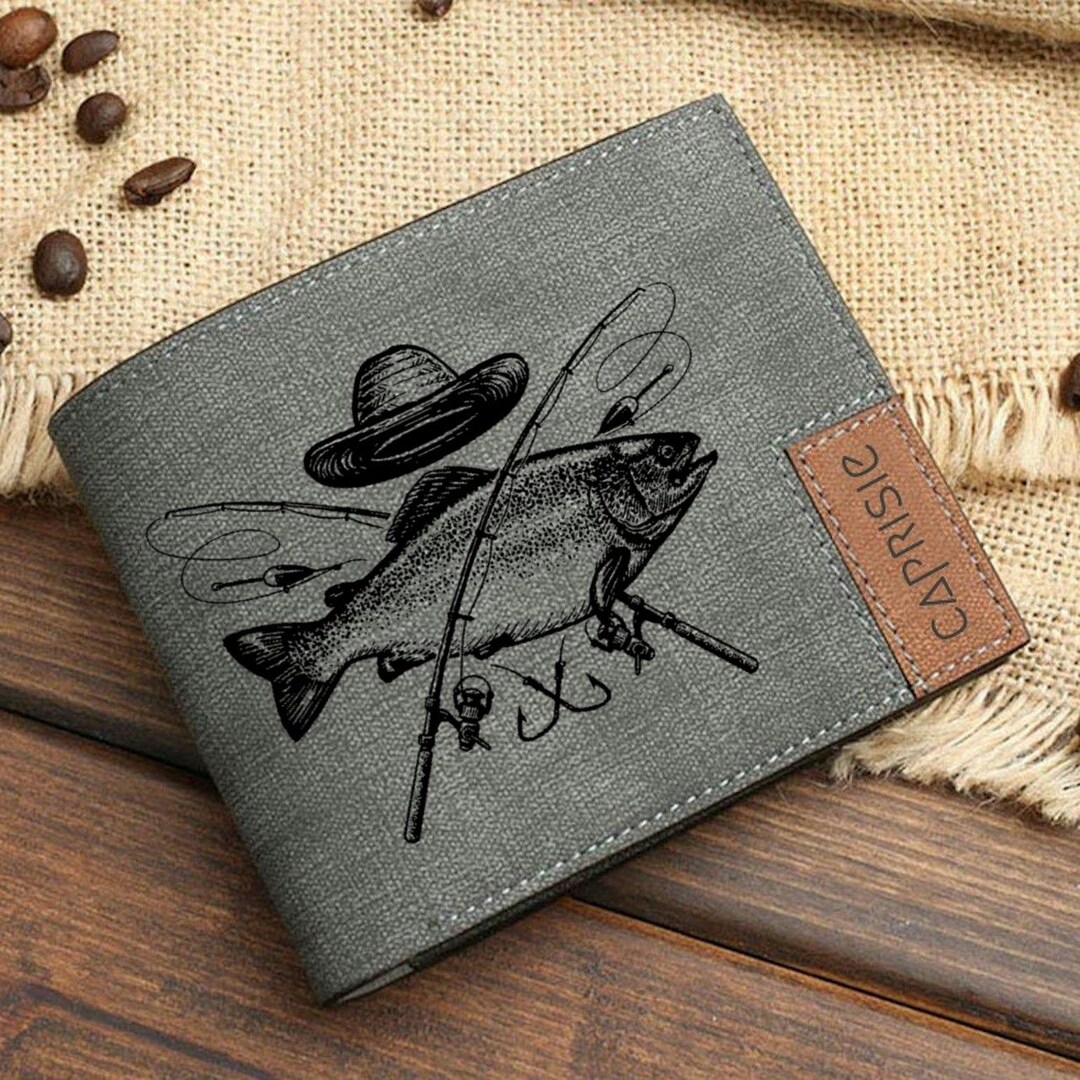 Vintage Fishing Wallet | Personalized Fisherman Wallet | Unique Angler ...