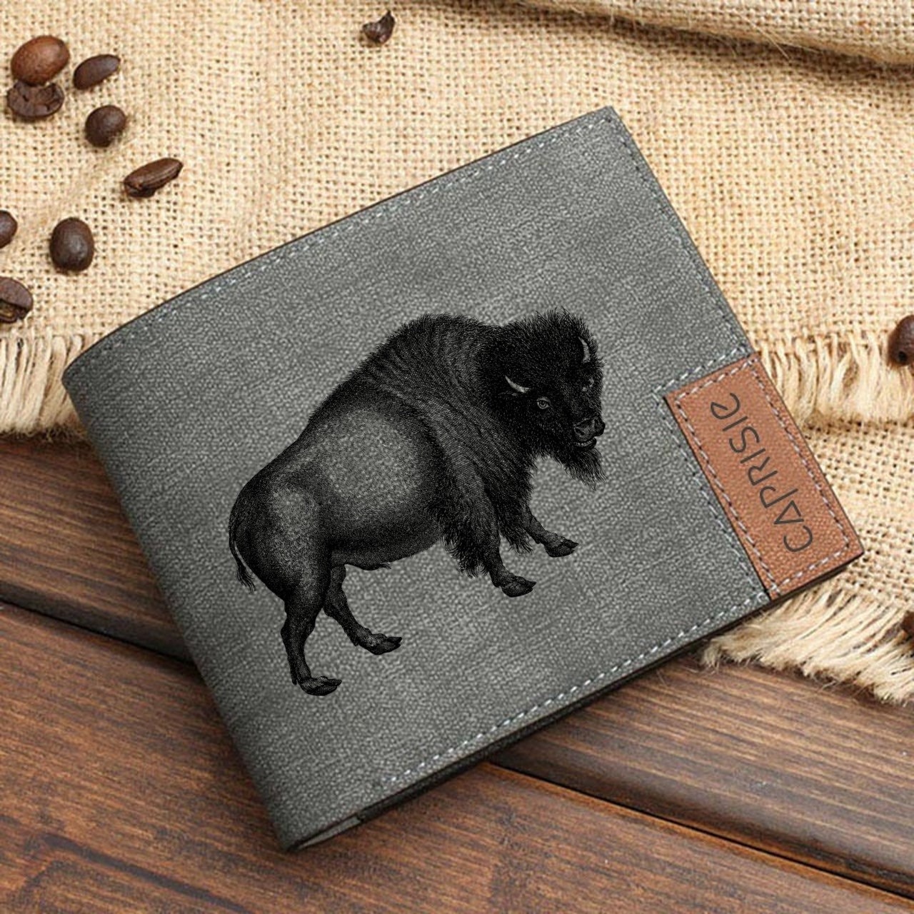 Buffalo Design Wallet for Men & Women Bison Wild Animals Wallet Bovine ...