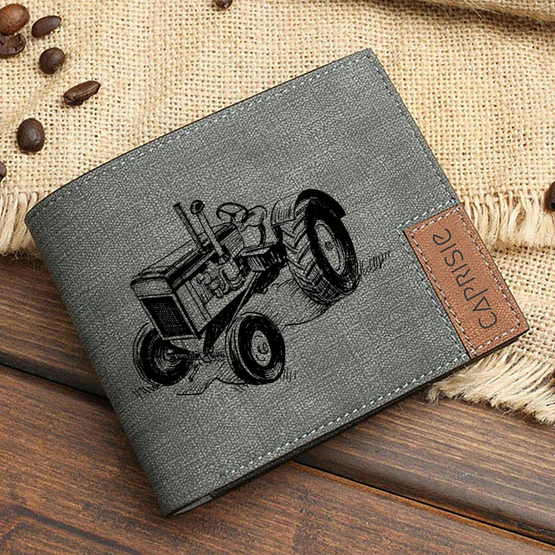 Tractor Engraved Wallet | Rustic Farm Men’s & Women’s Wallet | Unique ...