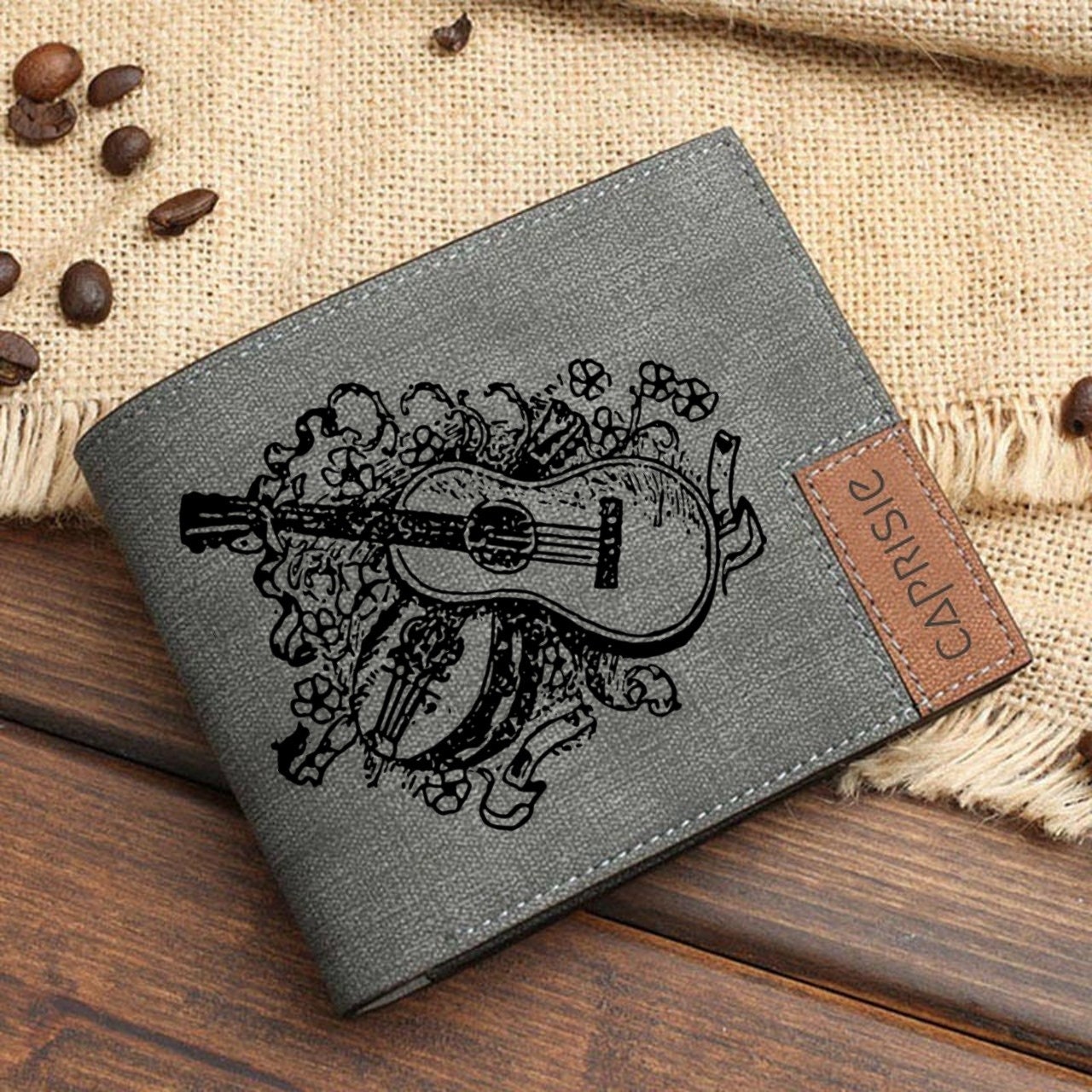 Guitar Design Wallet for Men & Women Guitarist Wallet - Etsy