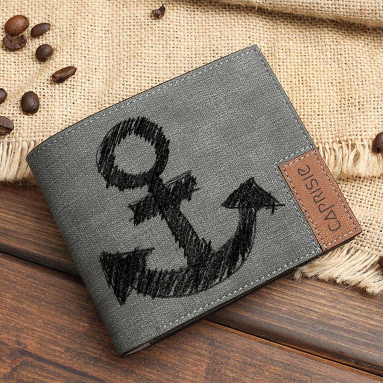 Anchor Draw Wallet Marine Nautical Design Wallet for Men & Women Ship ...