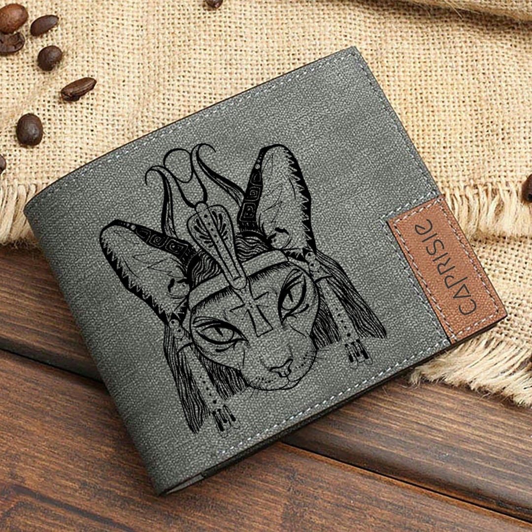 Ancient Egyptian Cat Wallet for Men & Women Personalized Engraved ...