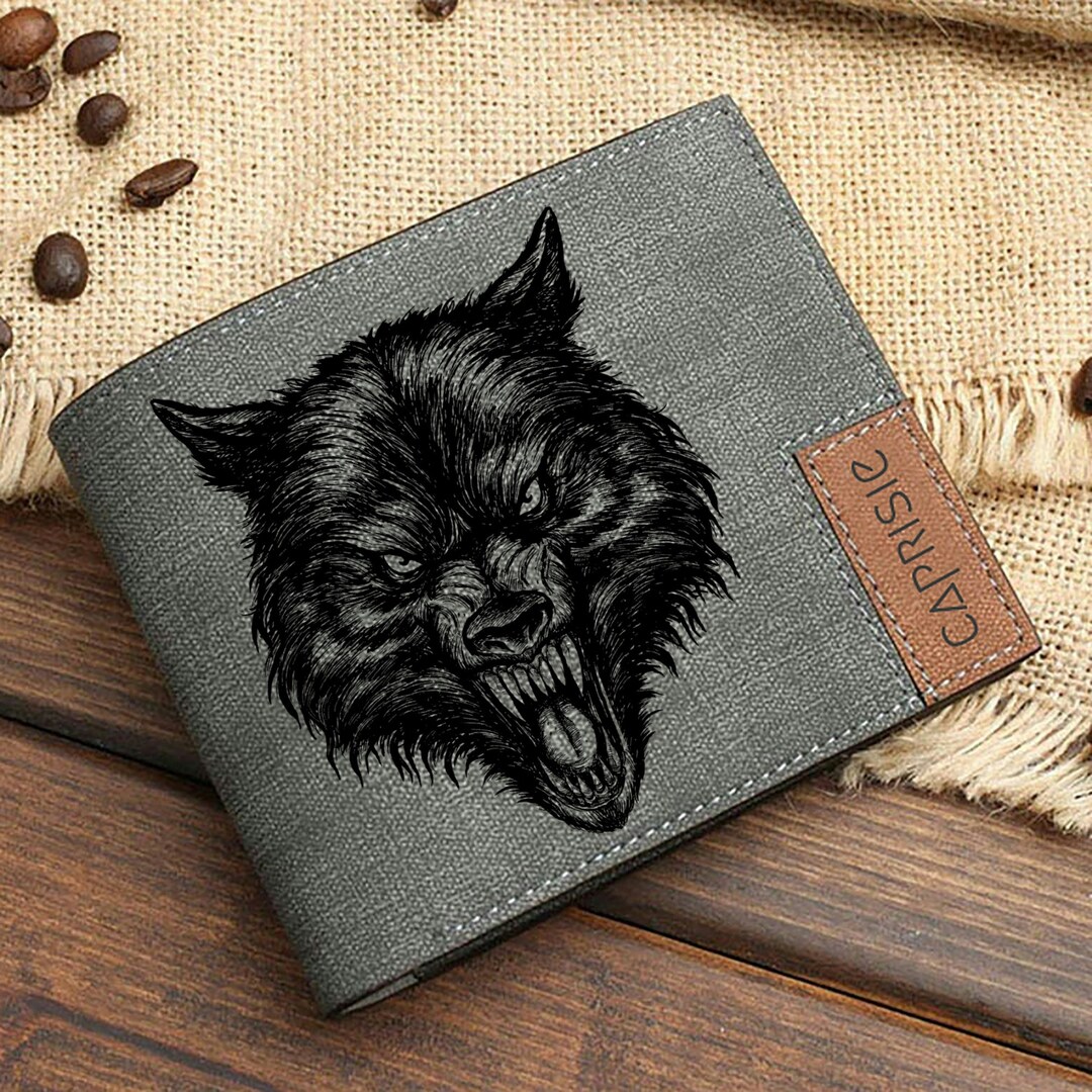 Snarling Wolf Design Wallet: Custom Wallet for Men & Women Wild Animal ...