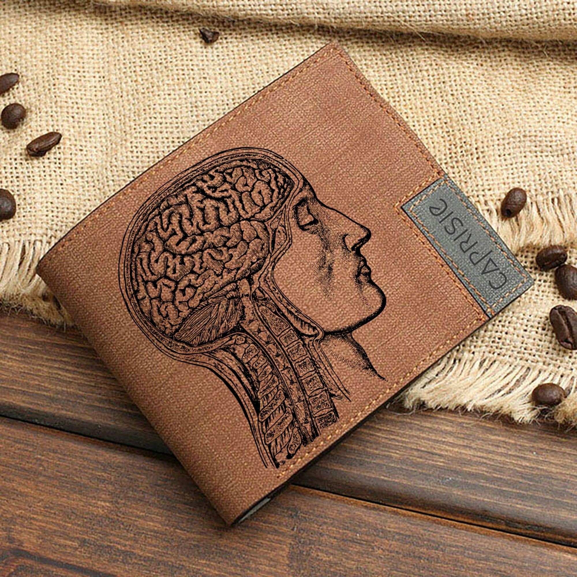 Brain Anatomy Design Wallet for Men & Women | Man Biology Wallet ...