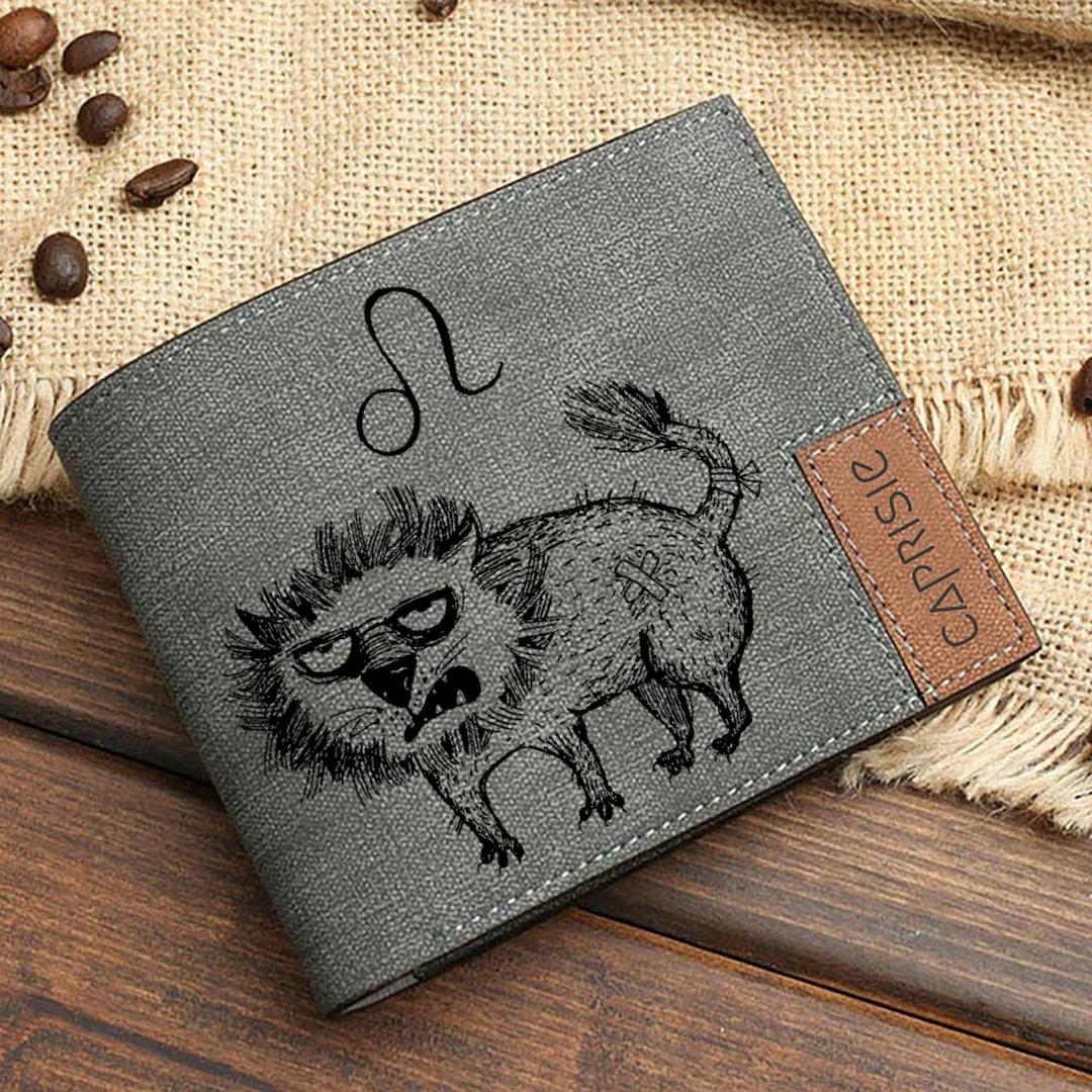 Funny Leo Cat Wallet for Men & Women Zodiac Leo Wallet Personalized ...