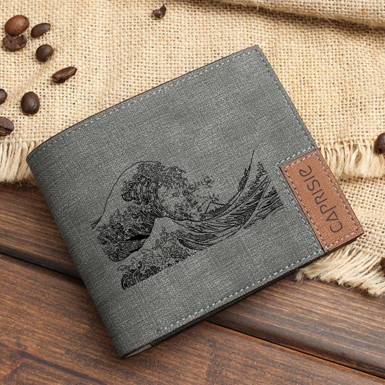 The Great Wave off Kanagawa Design Wallet for Men & Women Japanese Wave ...