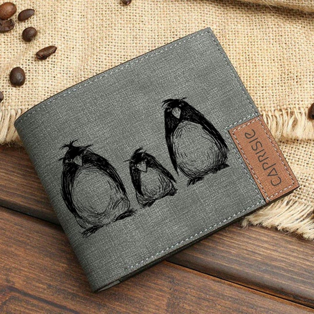 Family of Penguins Wallet for Men & Women Personalized Animal Design ...