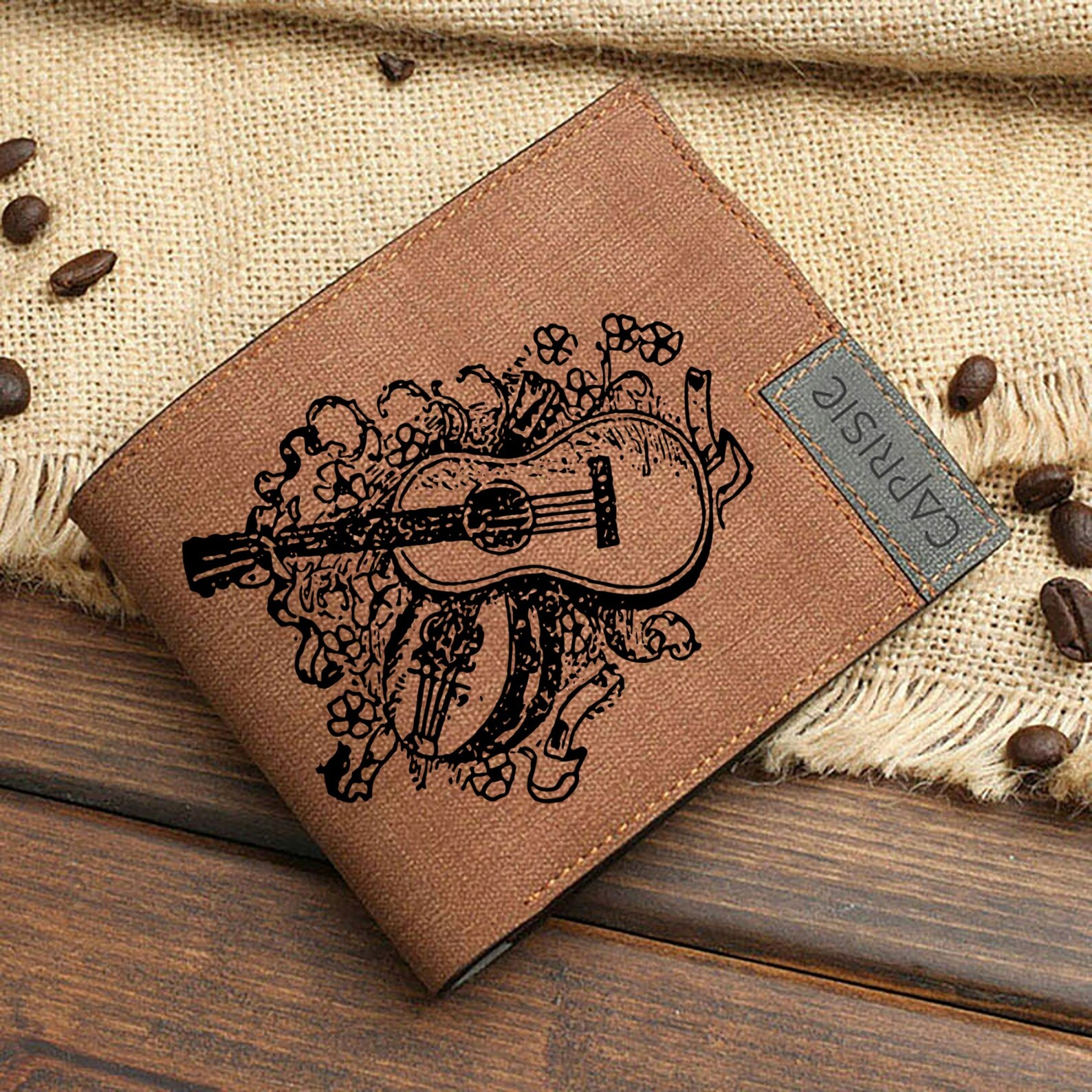Guitar Design Wallet for Men & Women Guitarist Wallet Music Lover Gift ...