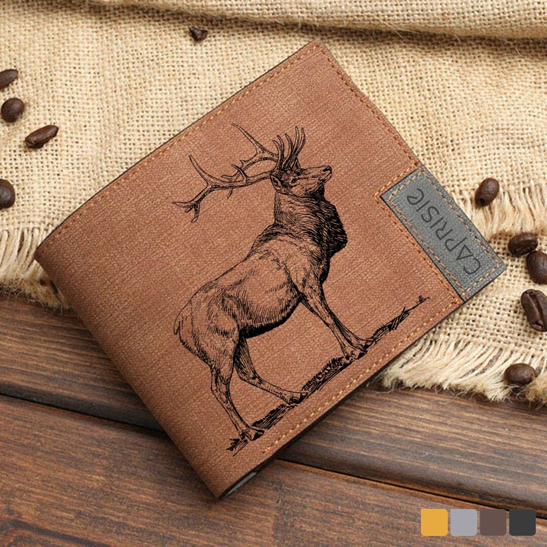 Elk Moose Deer Lovers Design Wallet for Men & Women Hunting Antlers ...
