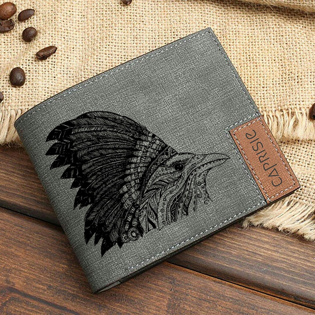 Tribal Crow Design Wallet for Men & Women | Oriental Tribal Ornament ...