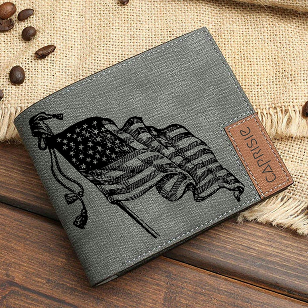 American Flag Engraved Wallet | Patriotic Gift for Men & Women | USA ...